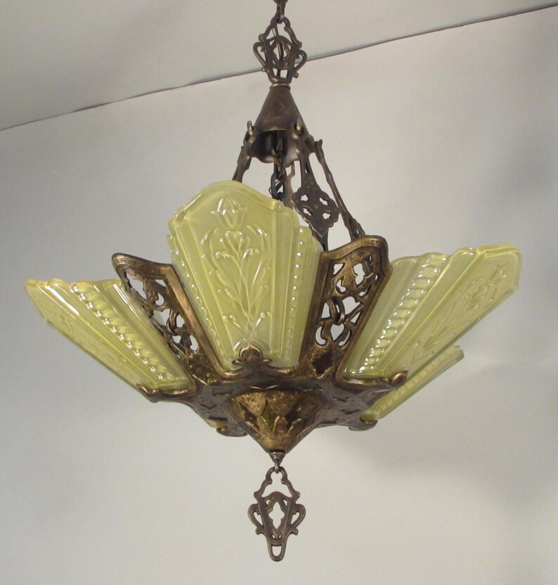 Virden Art Deco 5 Light Hanging Fixture Made by Virden Co Circa 1925 ...