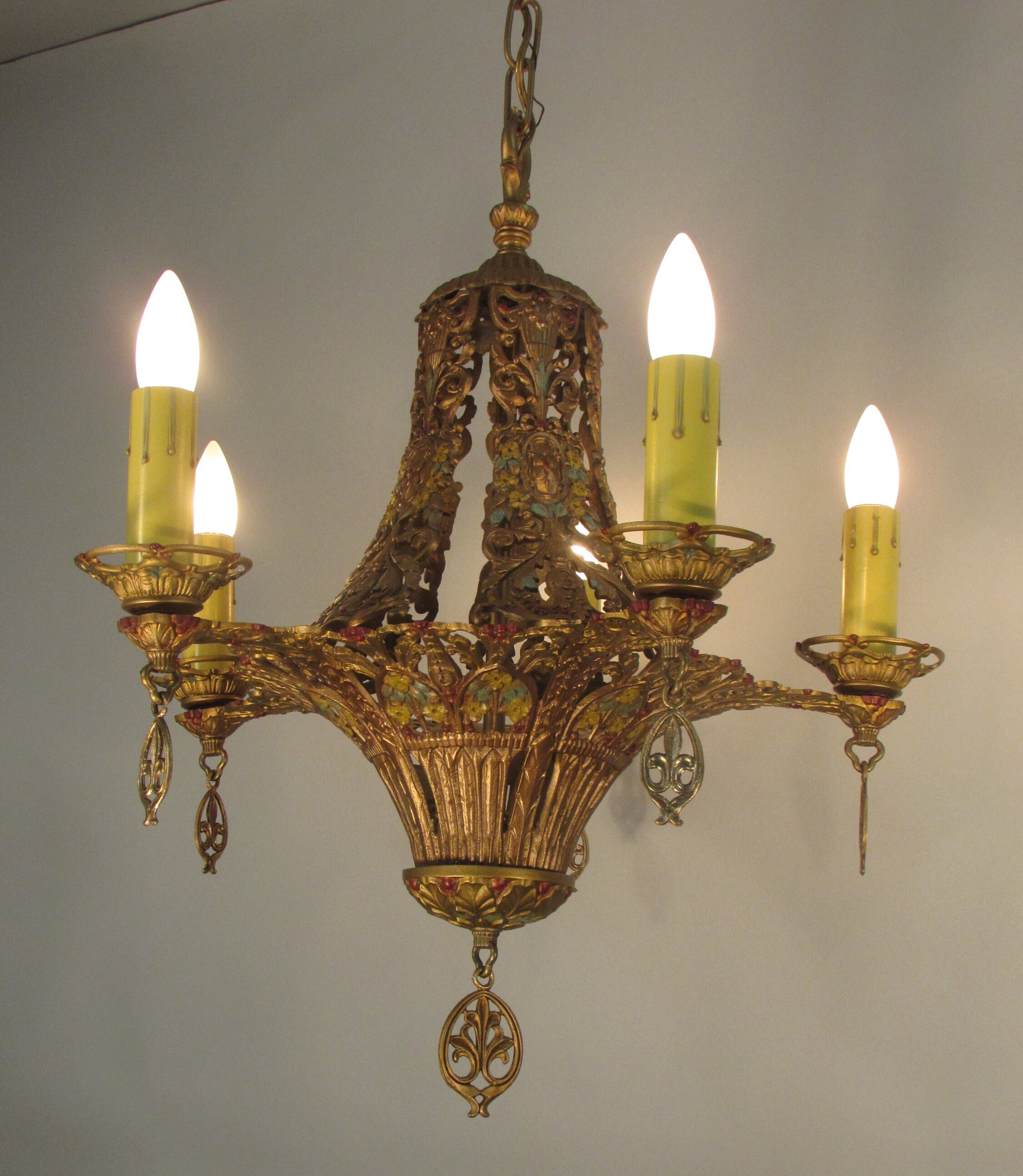 Vintage/antique 5 Light 1920's Light Fixture Original Finish Re-wired ...