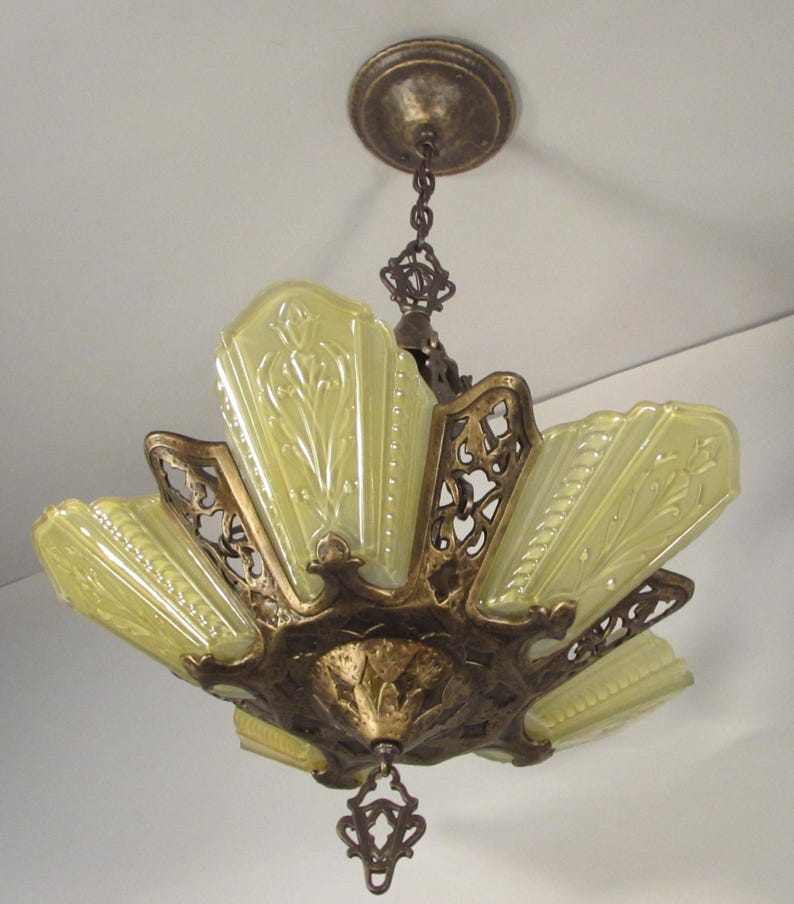 Virden Art Deco 5 Light Hanging Fixture Made by Virden Co Circa 1925 ...
