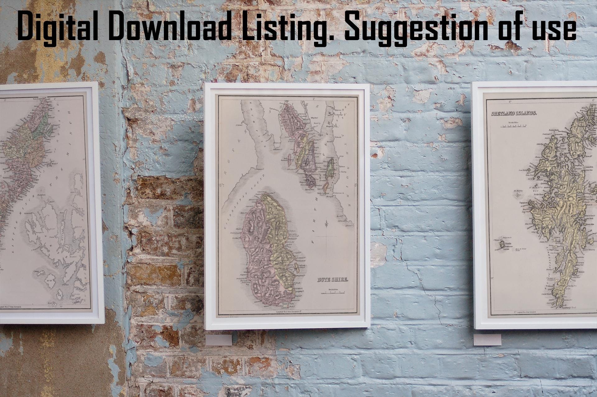 Vintage Maps of Scotland - Printable Rustic Decor, 5 Antique Style Maps ...