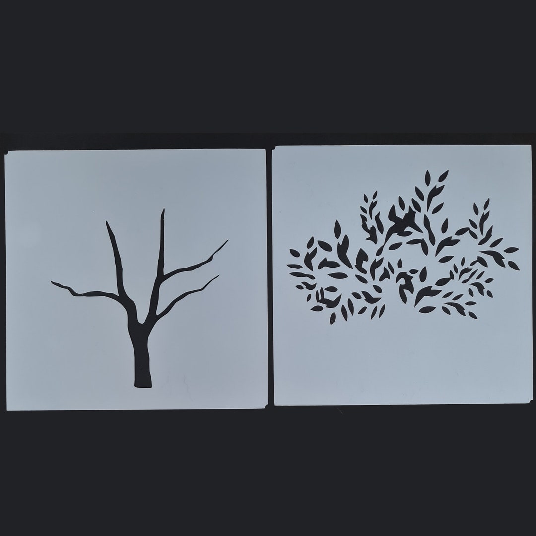 Tree Stencil Set - Reusable Tree Stencil Set, Layering 2pcs for Card ...