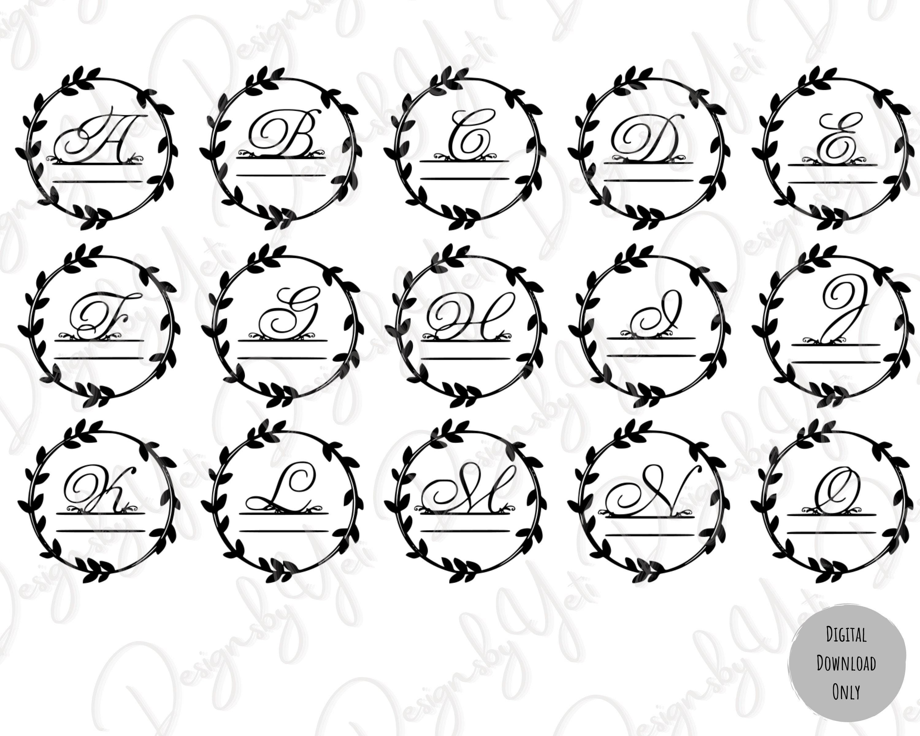 Monogram SVG, Wreath SVG, Letter Svg, Initial Svg, Alphabet SVG, First ...