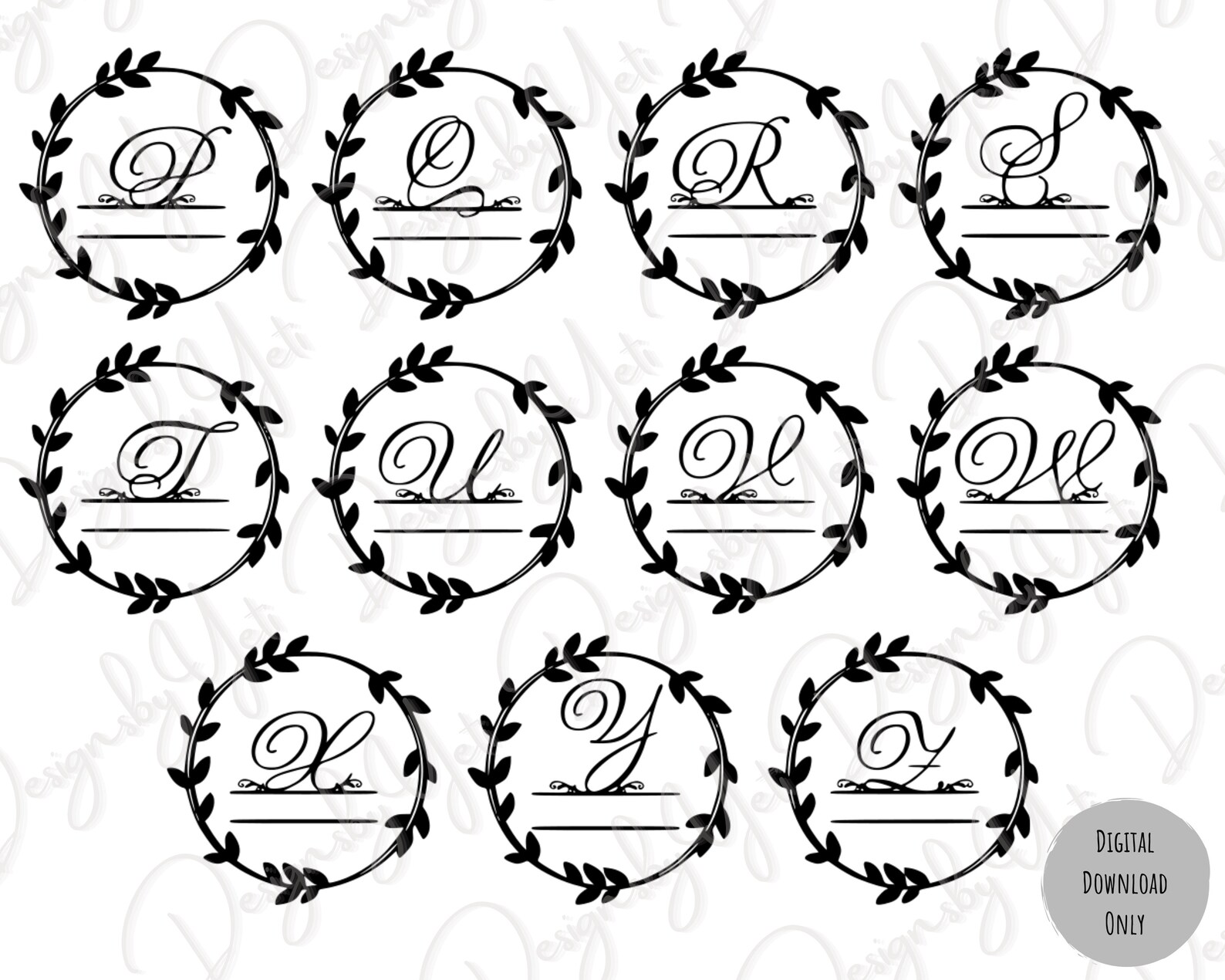 Monogram SVG, Wreath SVG, Letter Svg, Initial Svg, Alphabet SVG, First ...