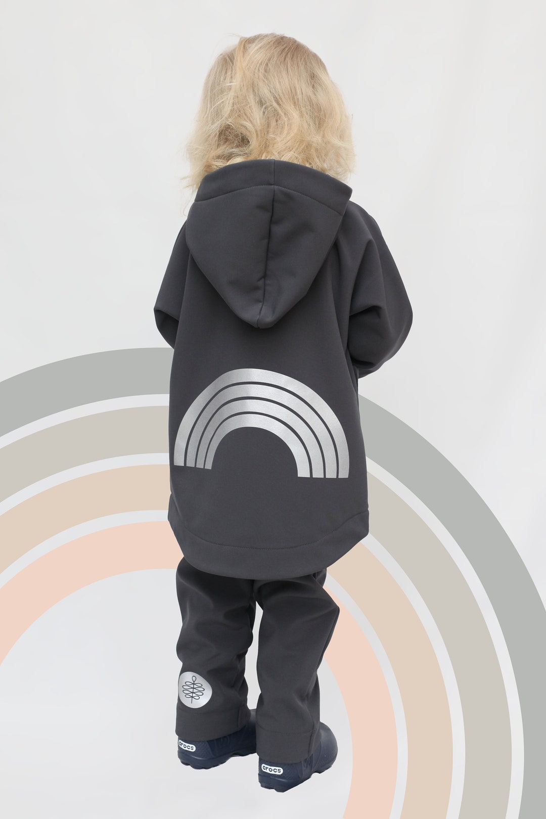 Unisex Kids Rain Set, Rainbow Reflector Design, Fancy Kids Rainjacket ...