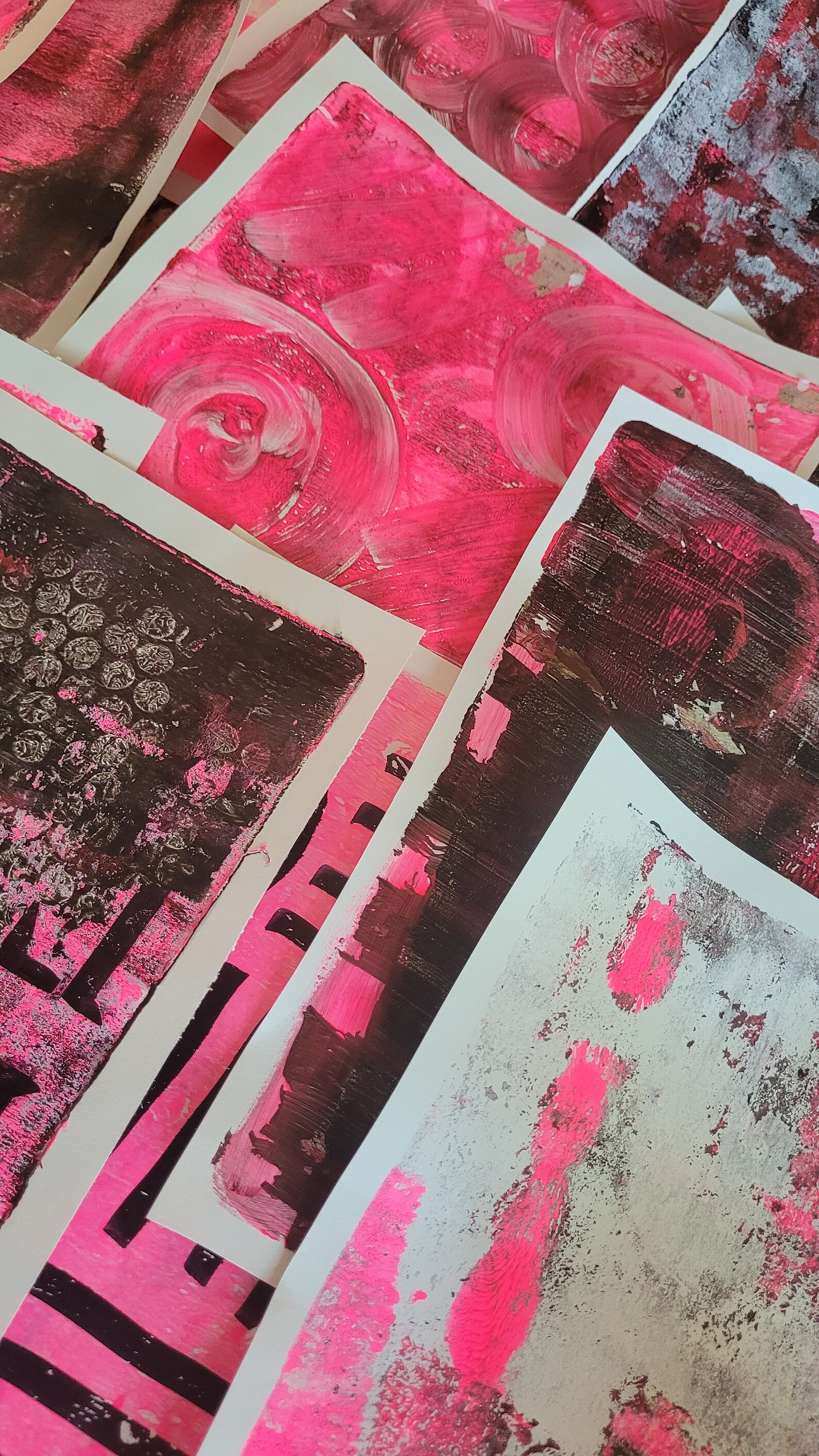 Gelli Print Scrap Paper: Pink & Black Junk Journal Kit (15 Papers) - Etsy