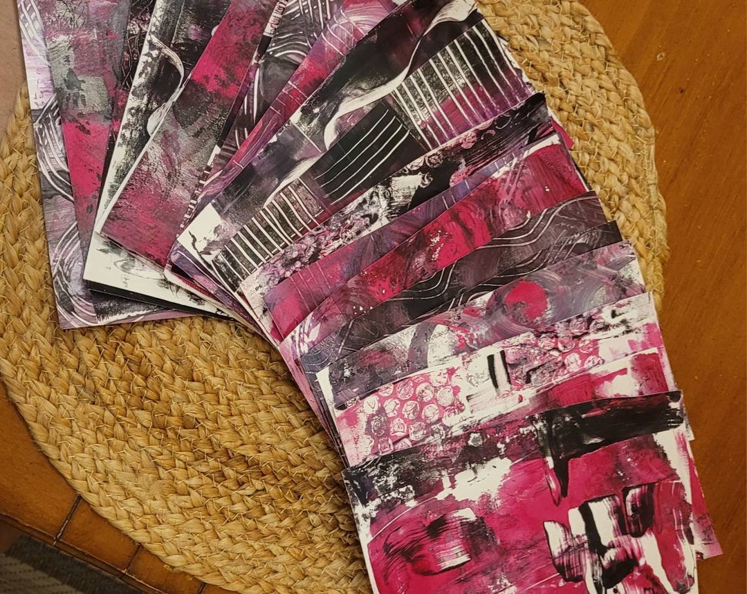 Hand Painted Gelli Print Paper Pack: Mixed Media Collage, Scrapbooking ...