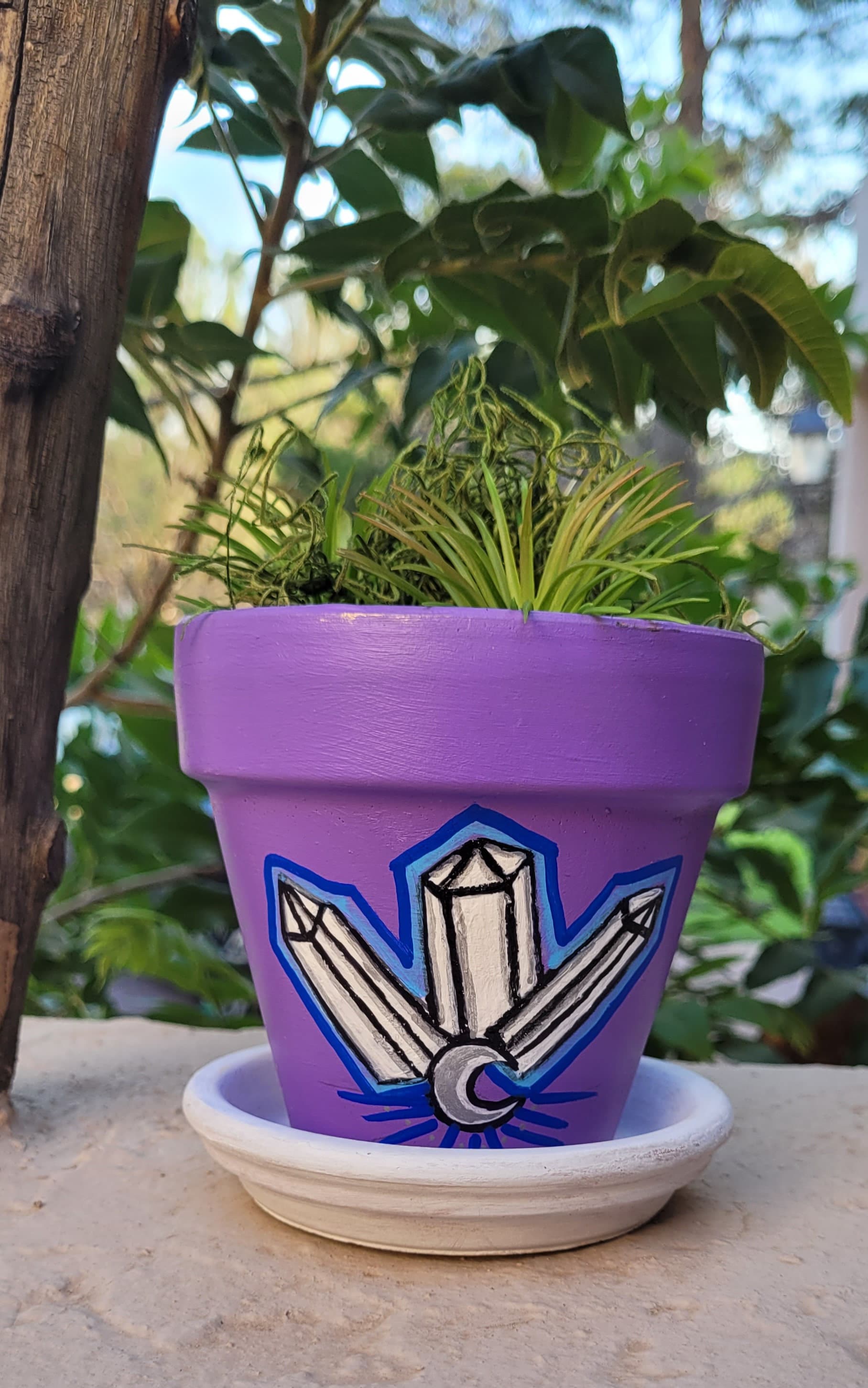 Hand Painted Pot, Crystal Design, Terracotta Pot, Hippy Decor, Home ...