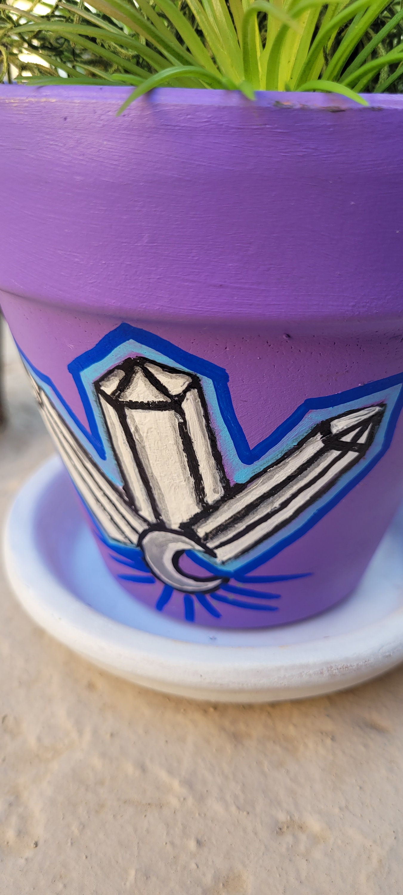 Hand Painted Pot, Crystal Design, Terracotta Pot, Hippy Decor, Home ...