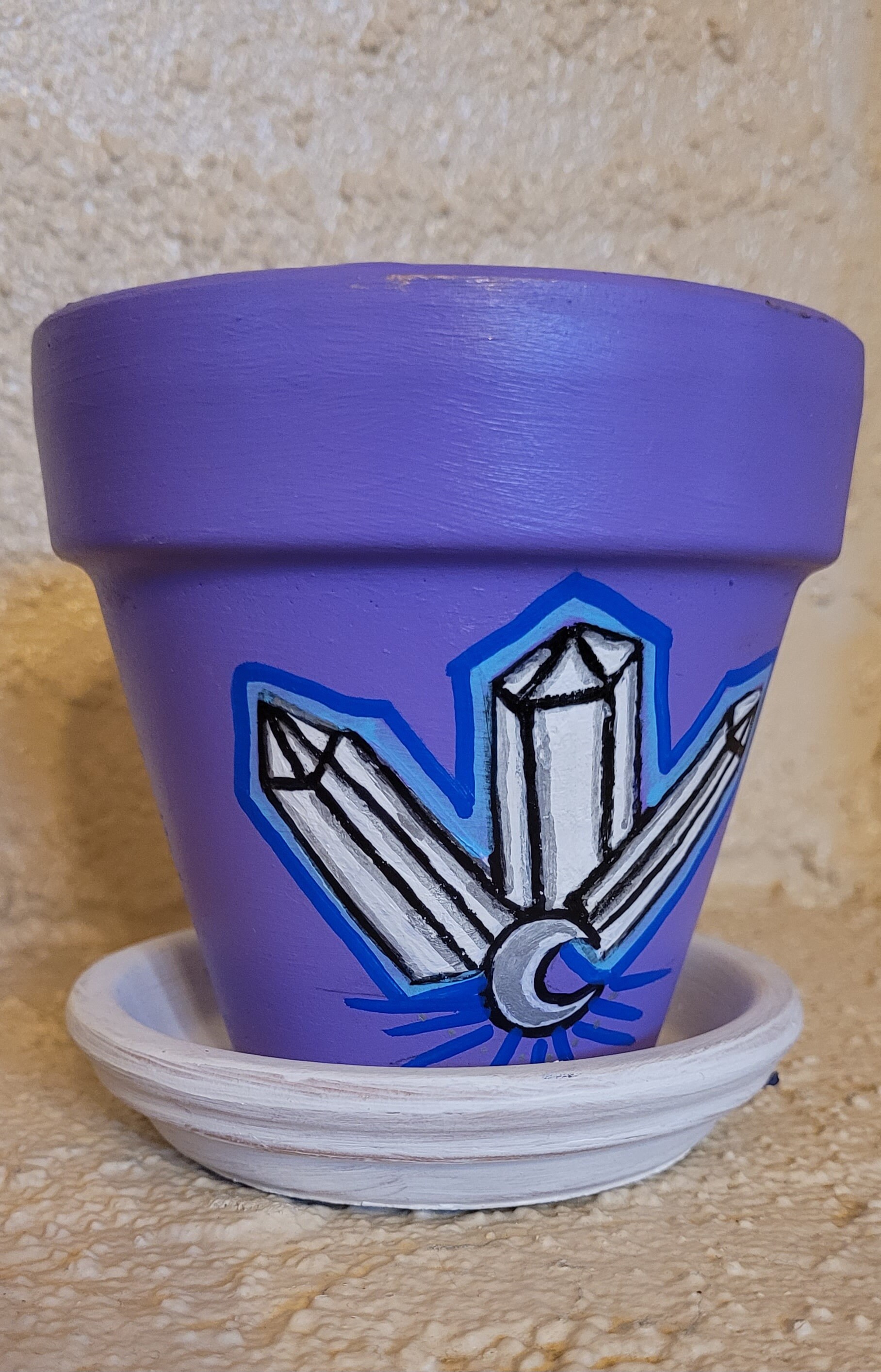 Hand Painted Pot, Crystal Design, Terracotta Pot, Hippy Decor, Home ...