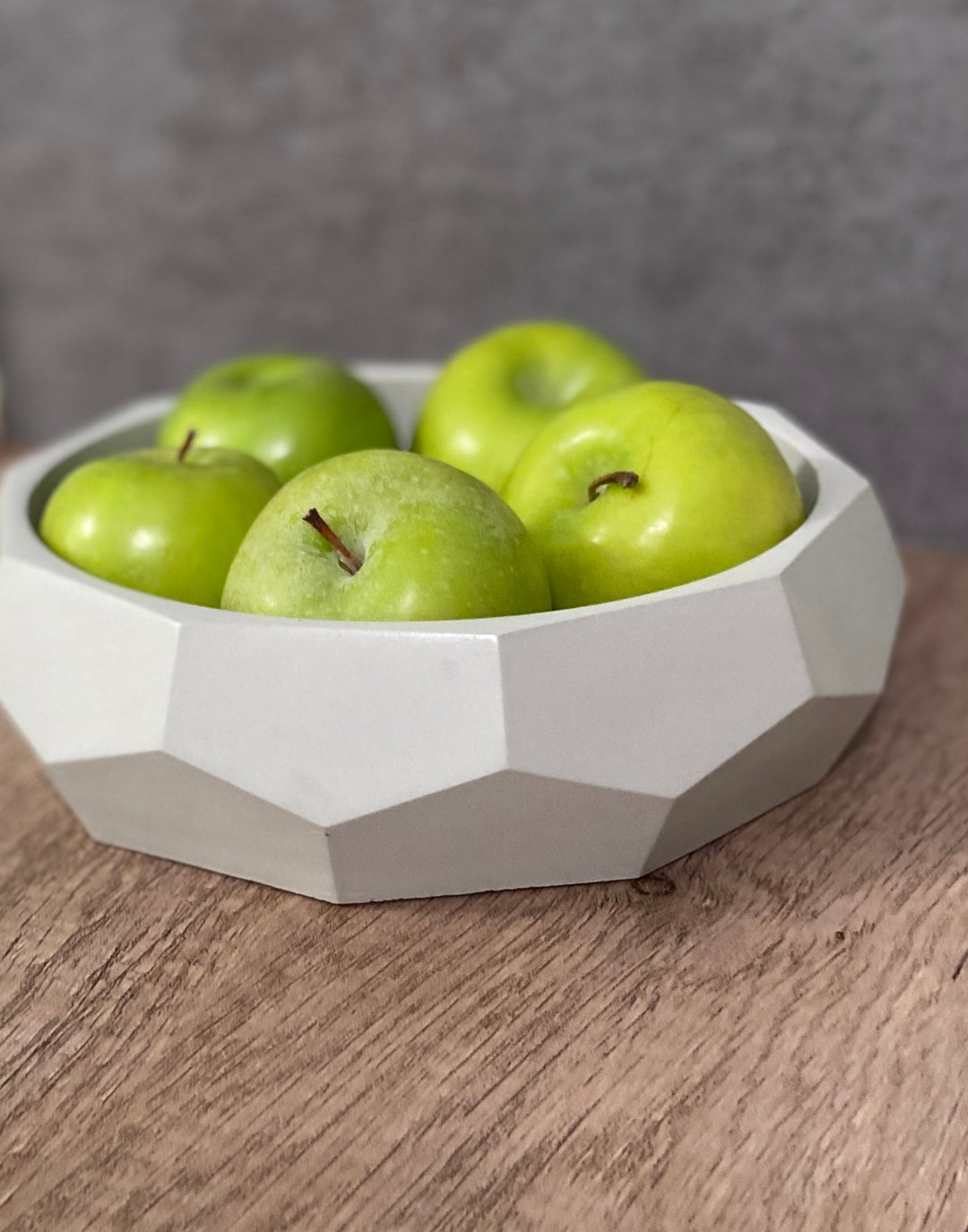Geometric Concrete Fruit Bowl | Textured Cement Storage Tray | Catch ...