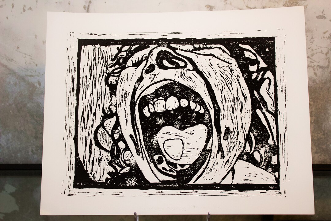 Fish Eye Series: Voiceless Impact Linocut Print - Etsy
