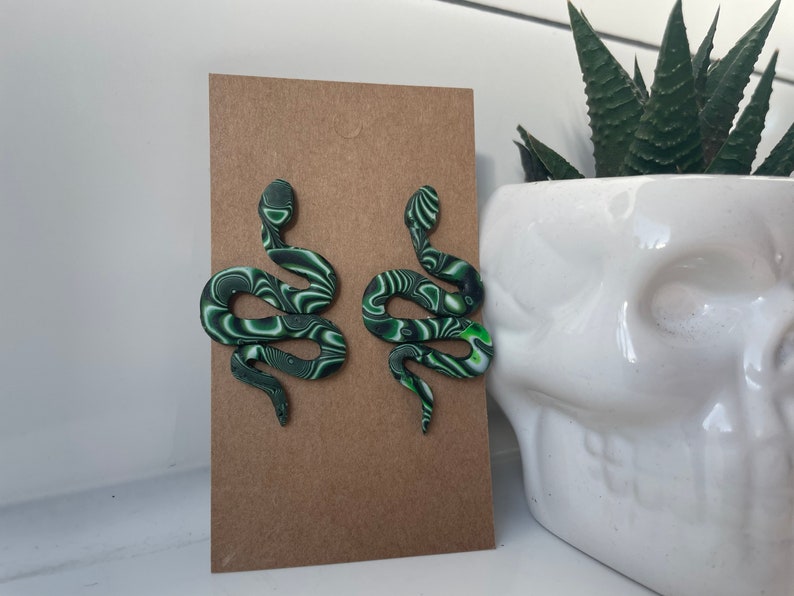 Psychedelic Swirls Snakes Black White Green Mokume - Etsy