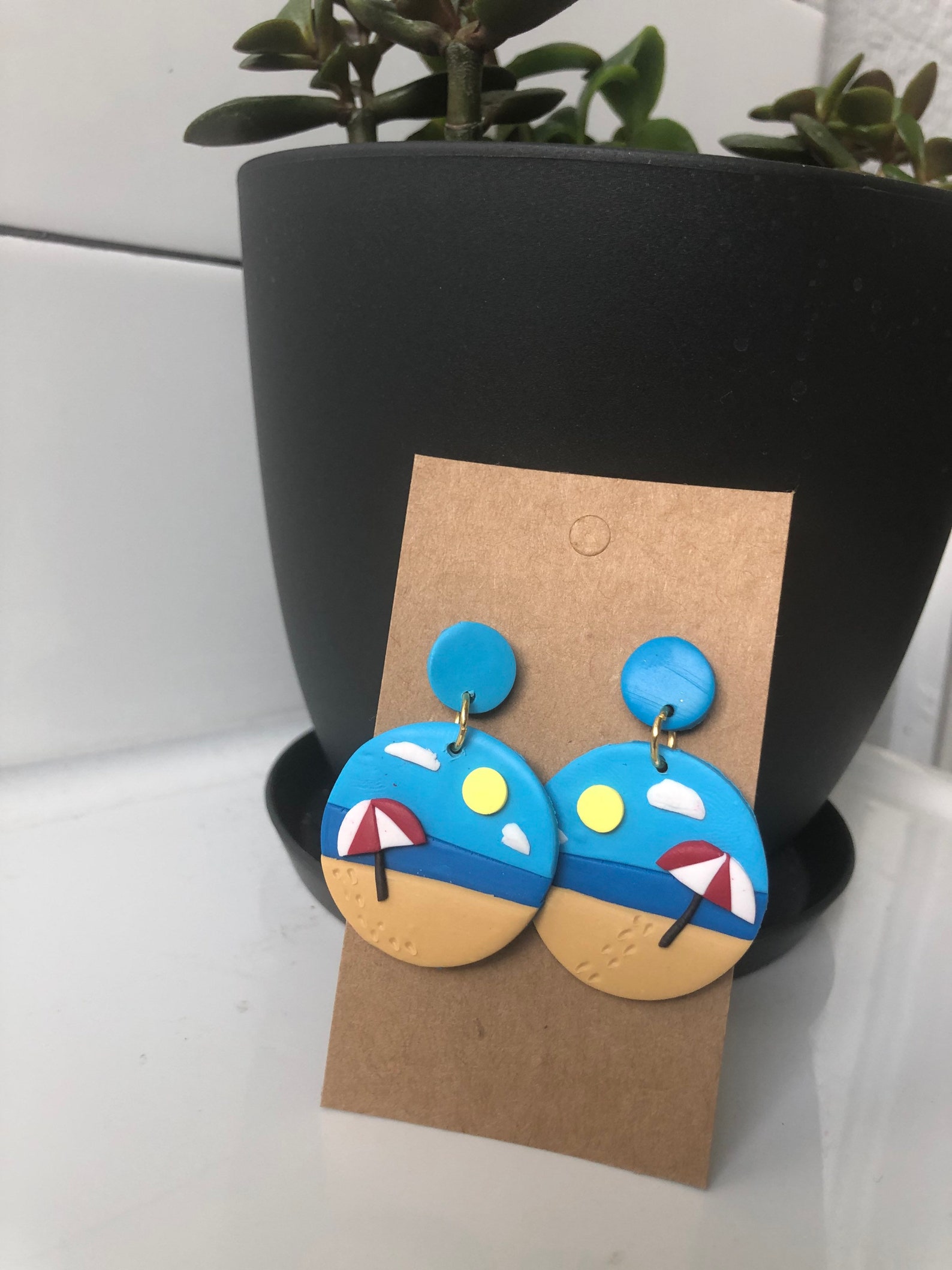 Sunny Day at the Beach Polymer Clay Earrings Comfortable - Etsy