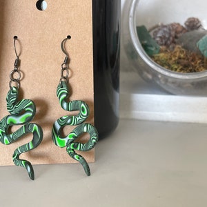 Psychedelic Swirls Snakes Black White Green Mokume - Etsy