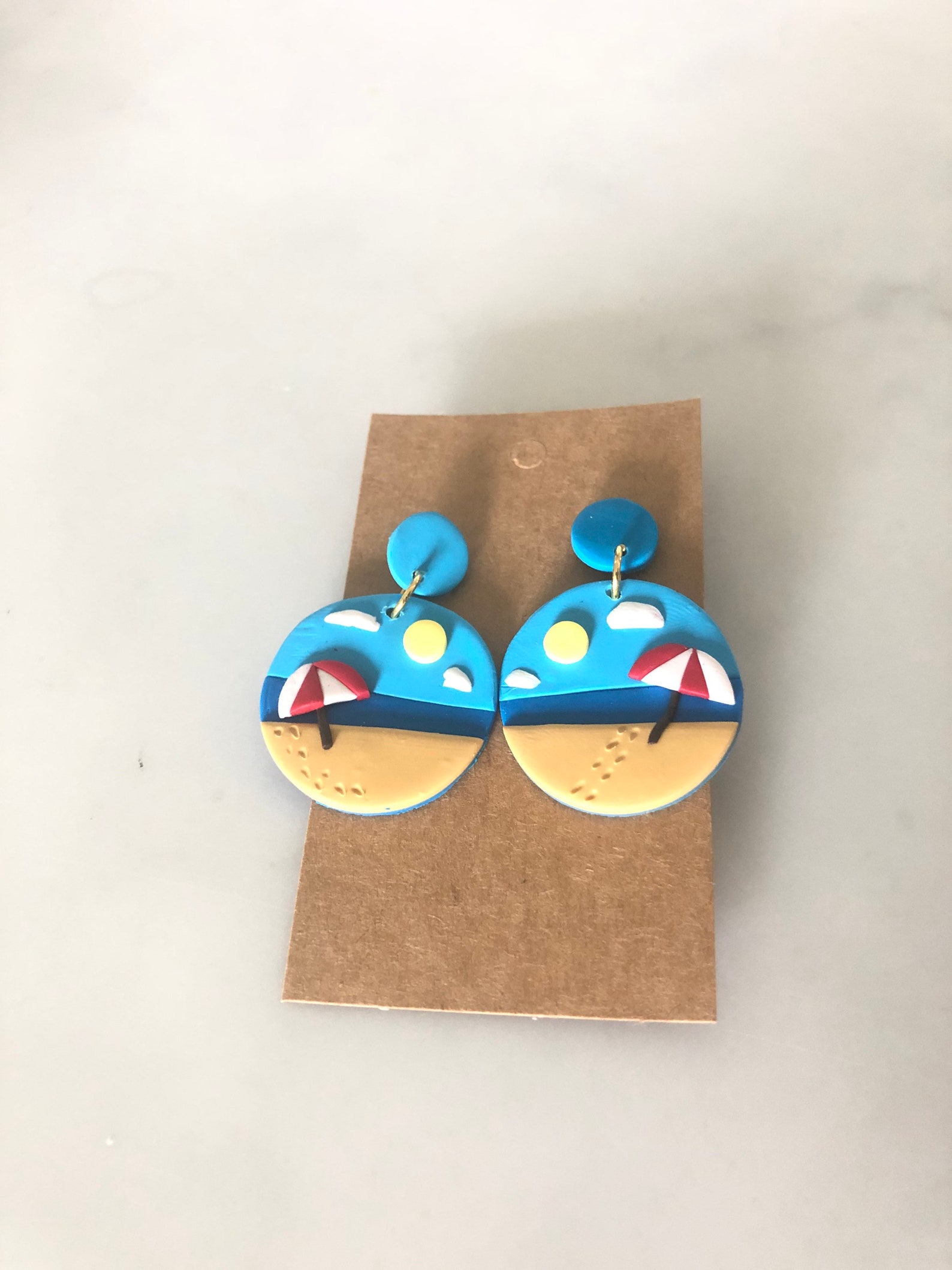 Sunny Day at the Beach Polymer Clay Earrings Comfortable - Etsy