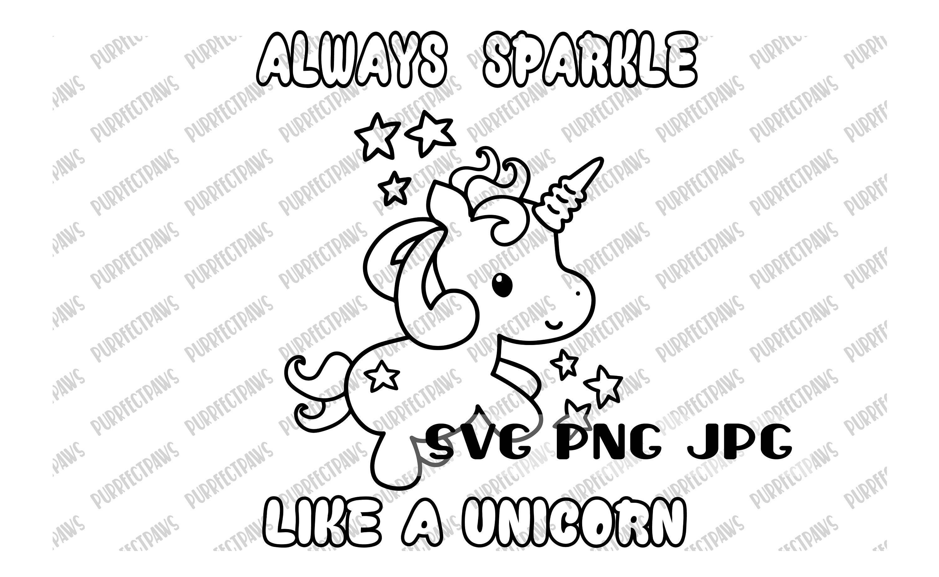 Unicorn Coloring SVG Cute Unicorn svg Kawaii Unicorn | Etsy