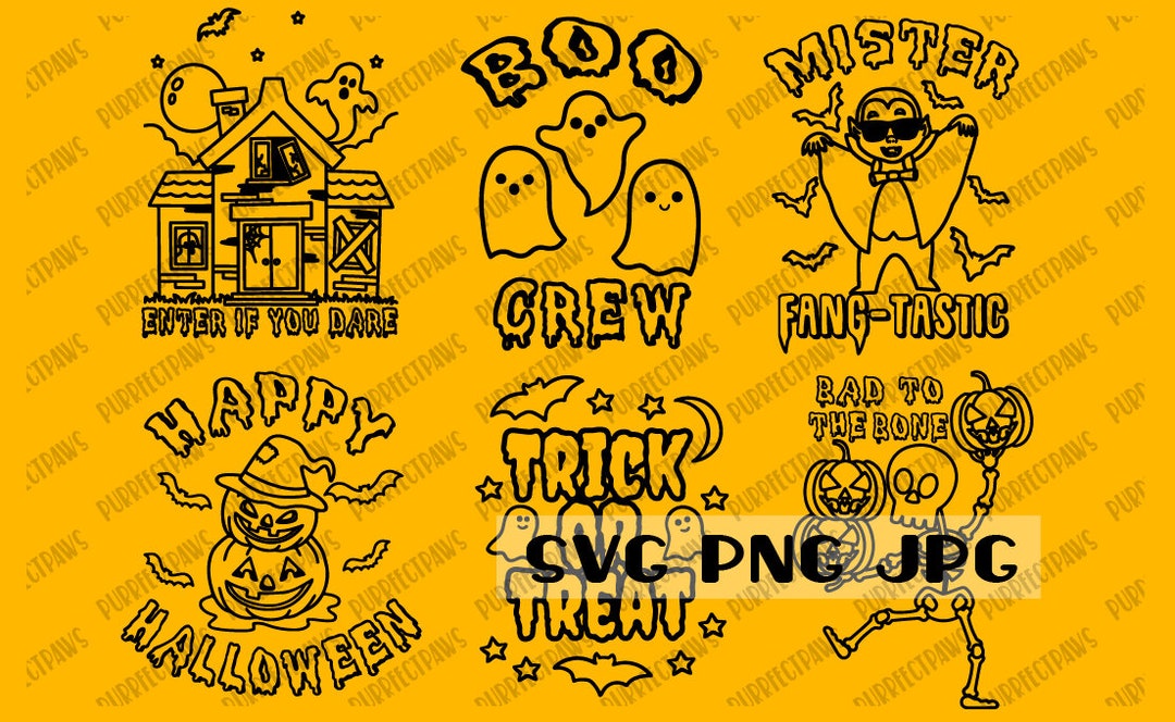 Happy Halloween Coloring Bundle SVG, Coloring Page, Digital Image ...