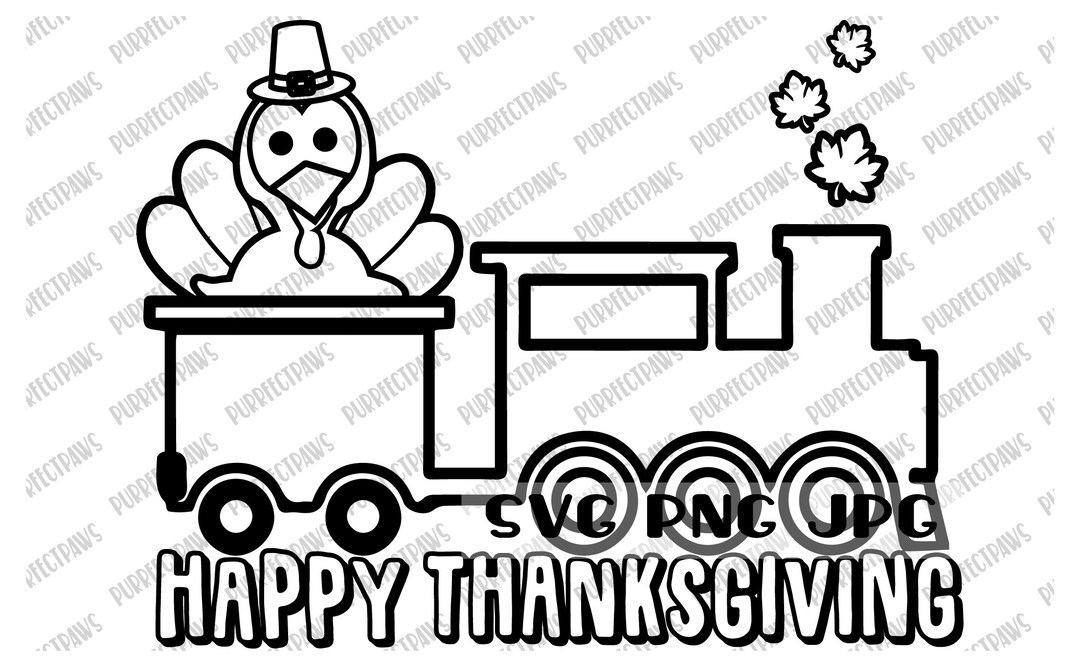 Happy Thanksgiving Turkey Coloring SVG, Coloring Page, Digital Image ...
