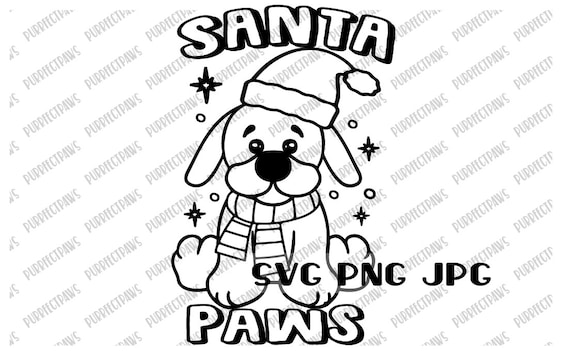Santa Paws Coloring SVG Coloring Page Christmas Kids Design - Etsy
