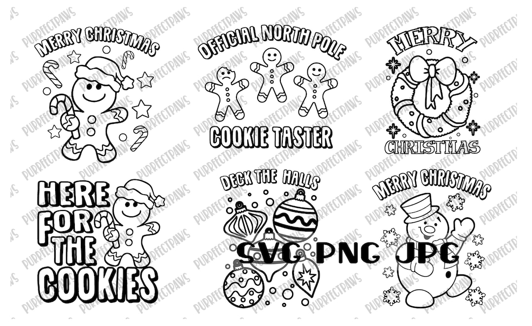 Merry Christmas Coloring SVG Bundle, Digital Image, Instant Download ...