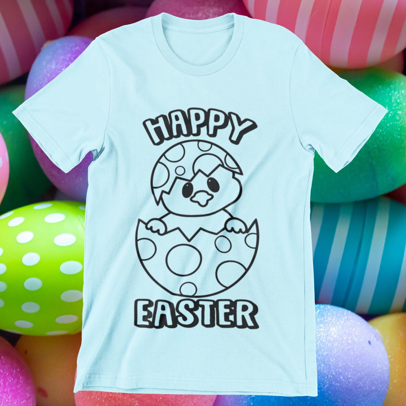 Happy Easter Coloring SVG, Coloring Page, Coloring T-shirt Digital Cut ...