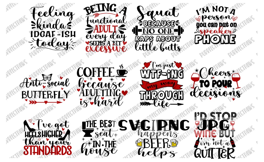 Adulting Funny Bundle SVG, Digital Cut File, Sublimation, Printable ...