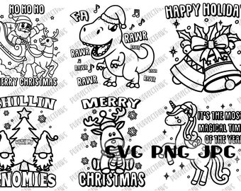 Christmas Coloring Bundle SVG, Coloring Page, Digital Image Instant ...