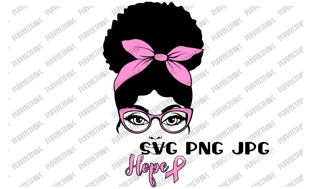 Afro Bun Lady SVG, Hope, Breast Cancer Awareness Month, Clip Art, Cut ...