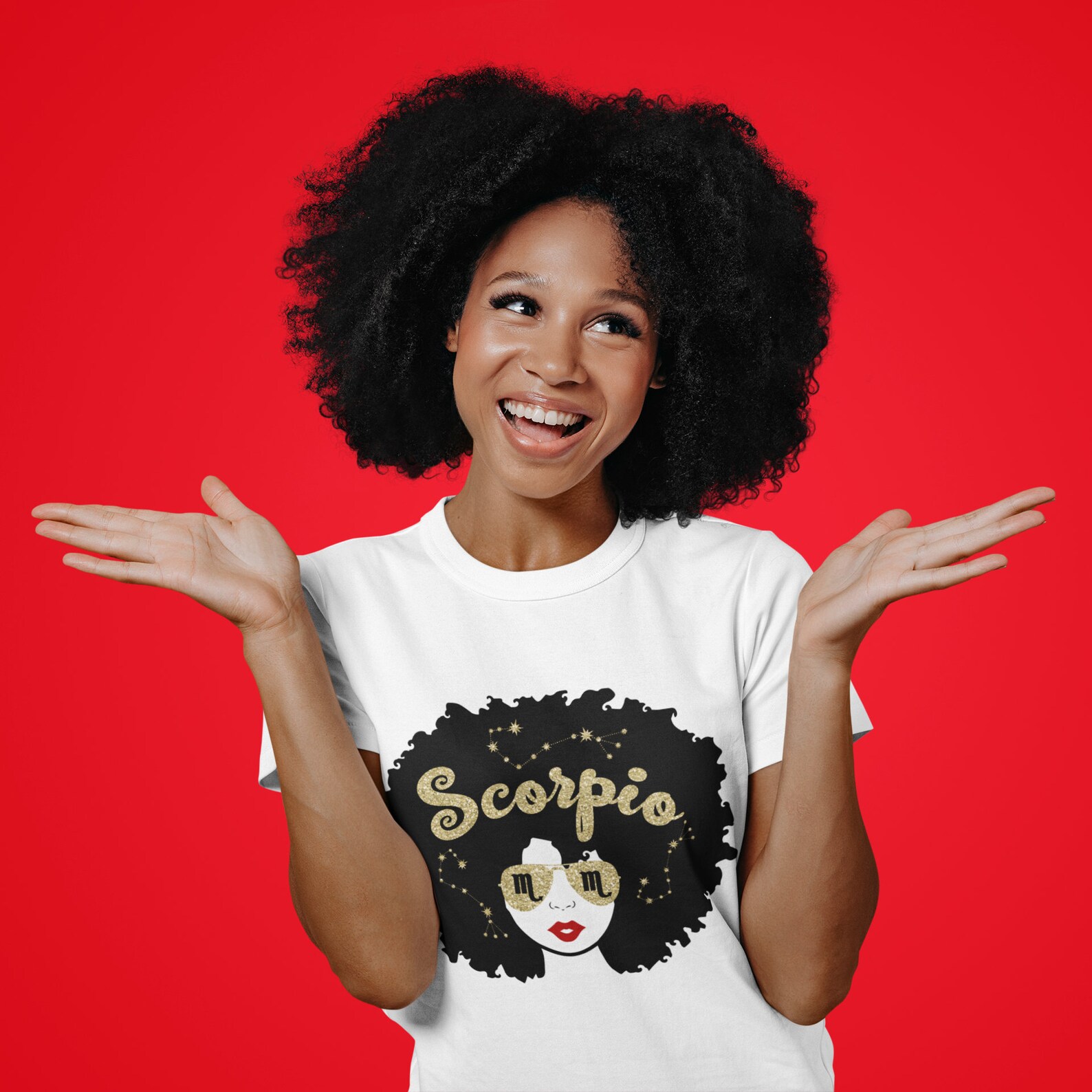 Scorpio Afro Lady PNG for Sublimation, Zodiac Png,cbirthday Queen ...