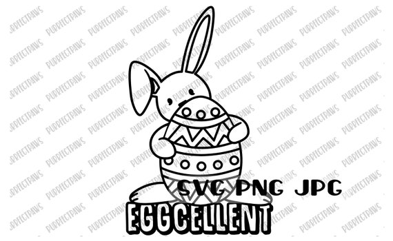 Eggcellent Easter Bunny Coloring SVG Coloring Page Digital - Etsy