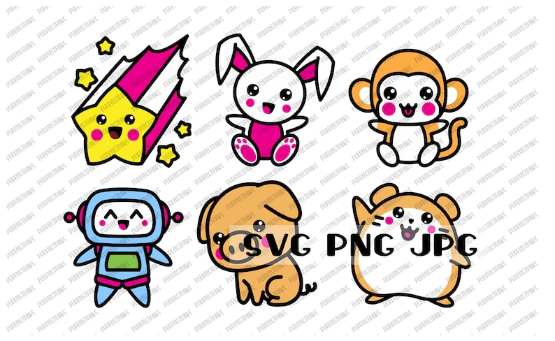 Kawaii Svg Bundle, Kawaii Svg, Cute Cartoon Kawaii Bundle Svg, Kawaii ...