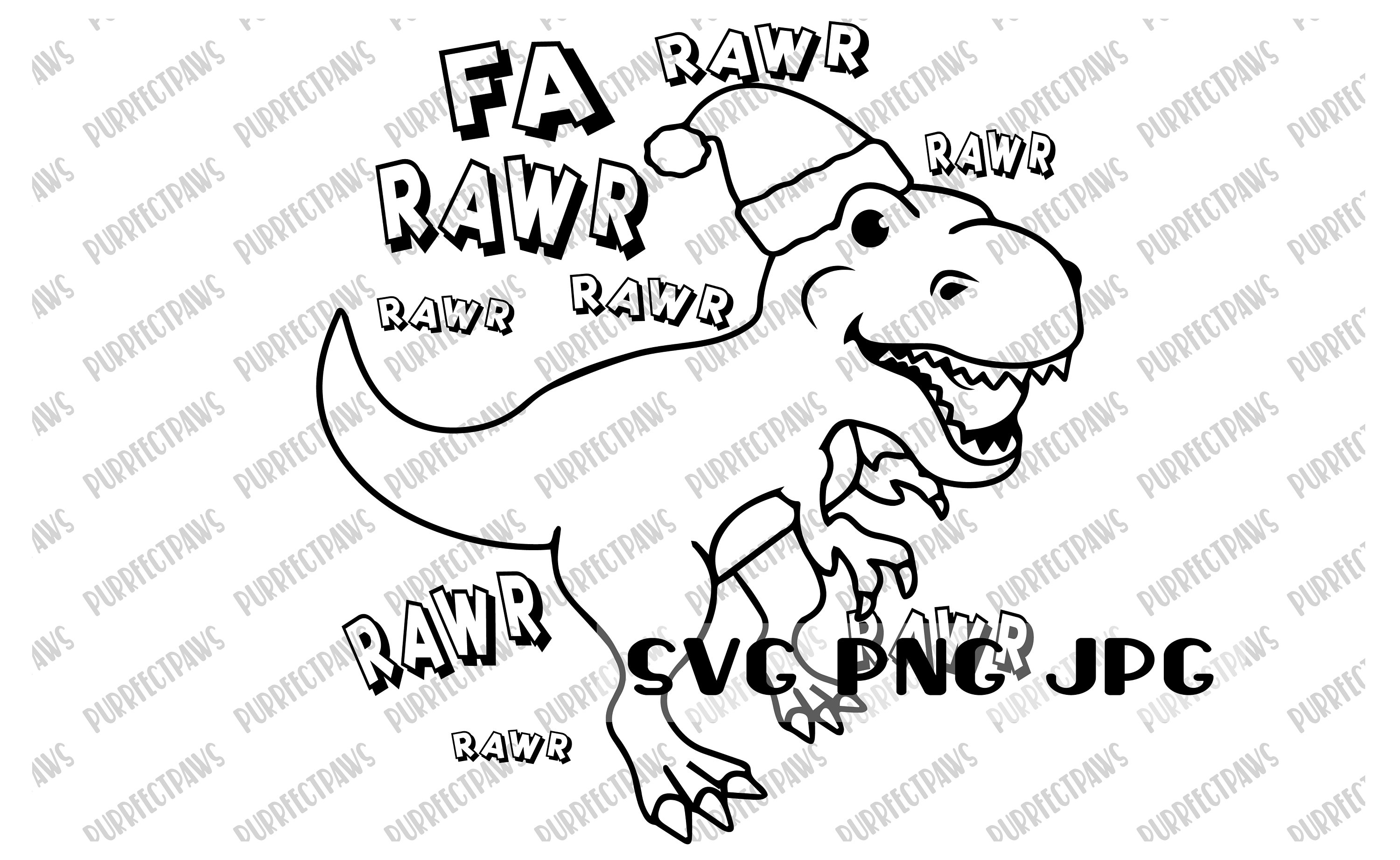 T-rex Christmas Coloring SVG Cartoon Dinosaur Coloring - Etsy