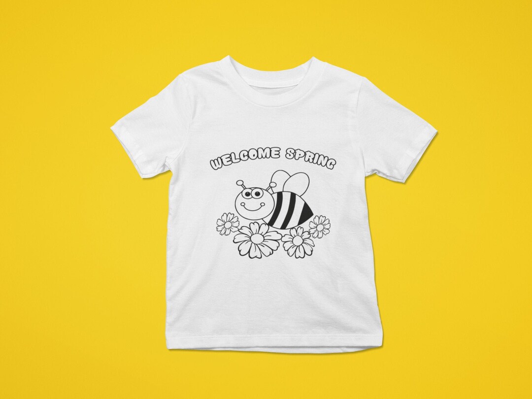 Welcome Spring Coloring Svg for Kids, Coloring Svg, Coloring Page, Bee ...