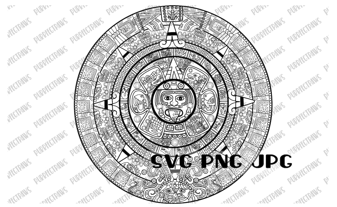 Aztec Calendar SVG PNG JPG, Clip Art, Printable, Instant Download - Etsy