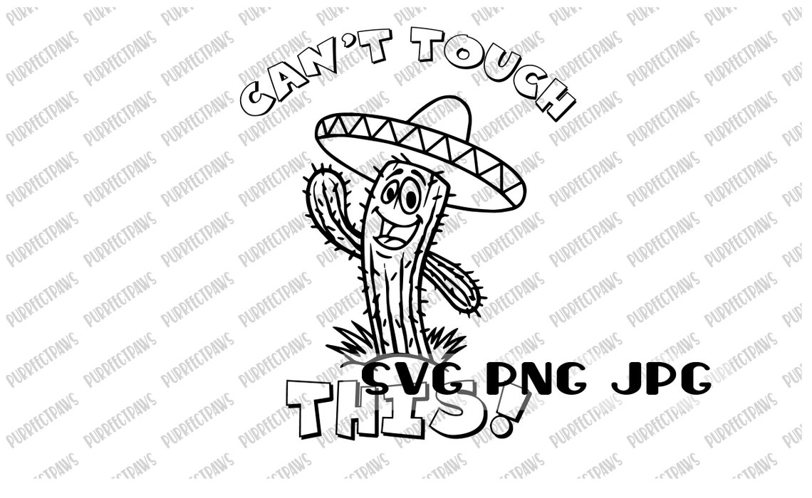 Can't Touch This Coloring Svg for Kids, Cute Cartoon Cactus, Coloring ...