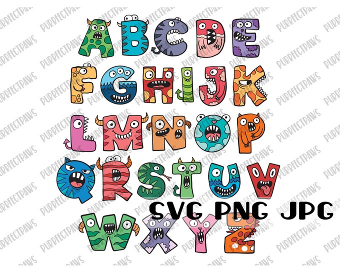 Monster Alphabet / Felt Alphabet / Felt Letters ABC / Letters Monsters ...