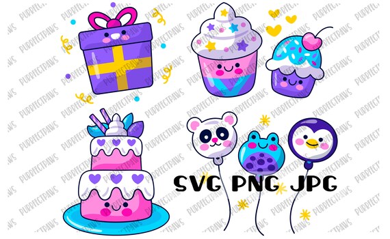 Kawaii Birthday Bundle SVG Cute Birthday Bundle Instant - Etsy