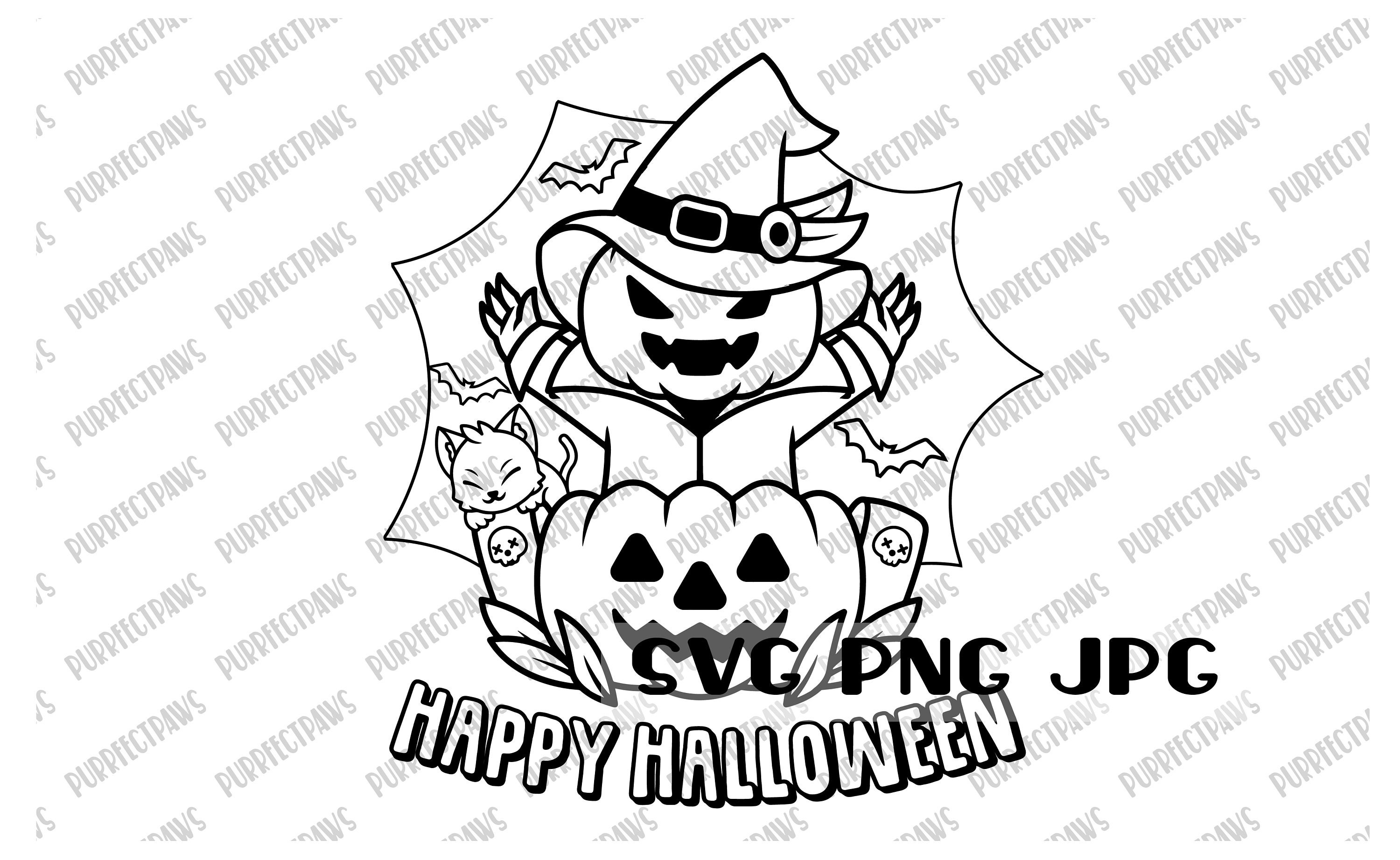 Happy Halloween Coloring SVG Coloring Page Cartoon Kids | Etsy