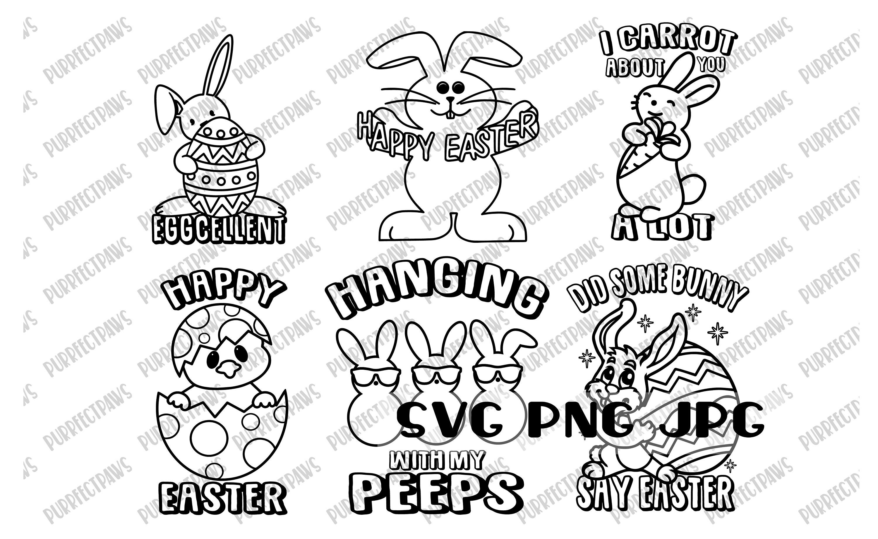 Easter Coloring Bundle SVG Coloring Page Digital Cut File | Etsy