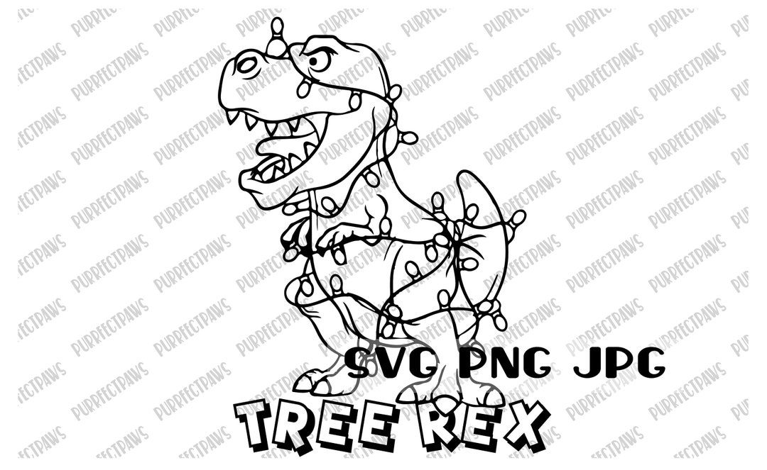 Tree Rex SVG, Christmas, Cartoon, Funny, Kids Design, Coloring Svg ...