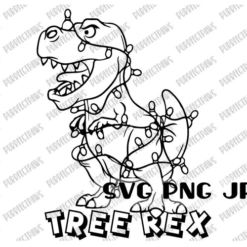 Christmas Dinosaur Tree Cuttable Design PNG DXF SVG & Eps File - Etsy