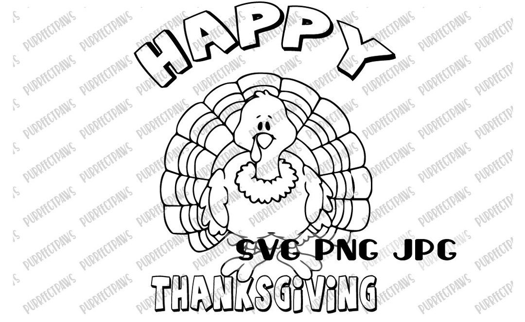 Happy Thanksgiving Coloring SVG, Coloring Page, Turkey Cartoon ...