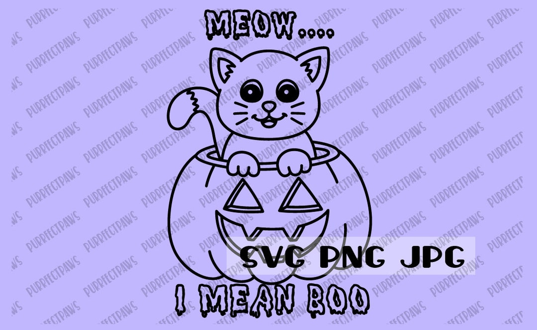 Meow...i Mean Boo Happy Halloween Coloring SVG, Coloring Page, Digital ...