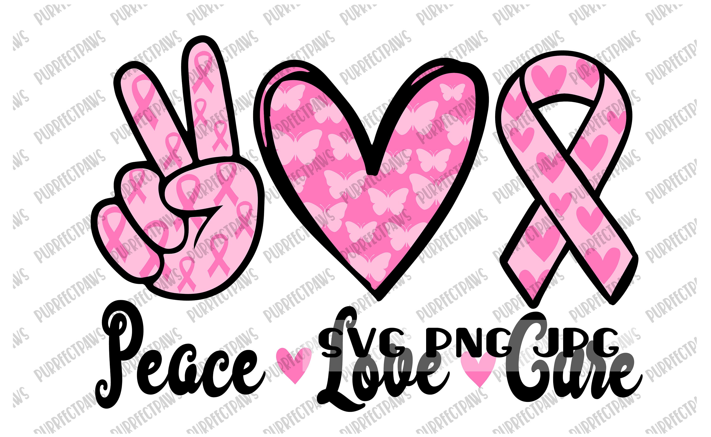 Peace Love Cure Breast Cancer Awareness Month SVG Fight - Etsy