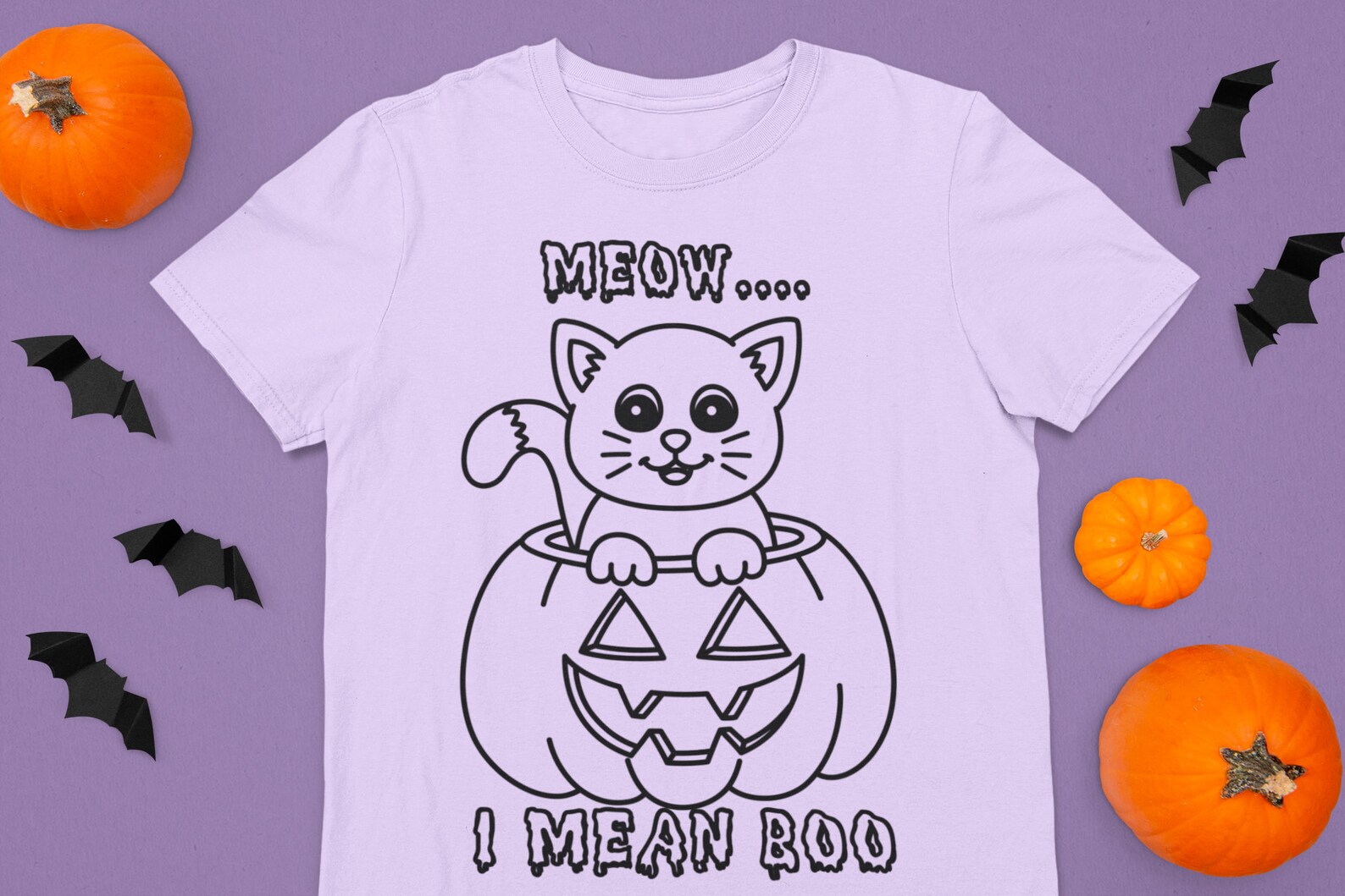 Meow...i Mean Boo Happy Halloween Coloring SVG Coloring Page - Etsy