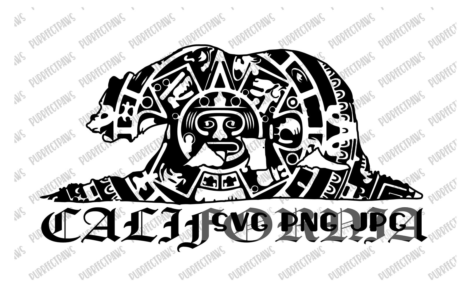 California Bear With Aztec Pattern SVG, Digital Cut File, Sublimation ...
