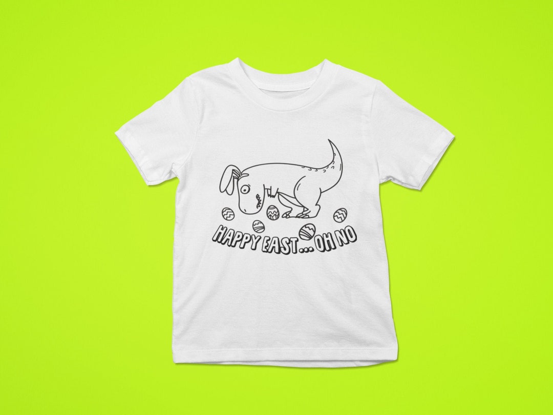 Happy Easter T-rex Coloring SVG, Easter Coloring, Easter Eggs, Coloring ...