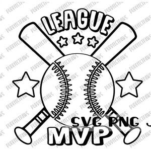 League MVP Baseball Coloring SVG, Coloring Page, Baseball, Kids ...