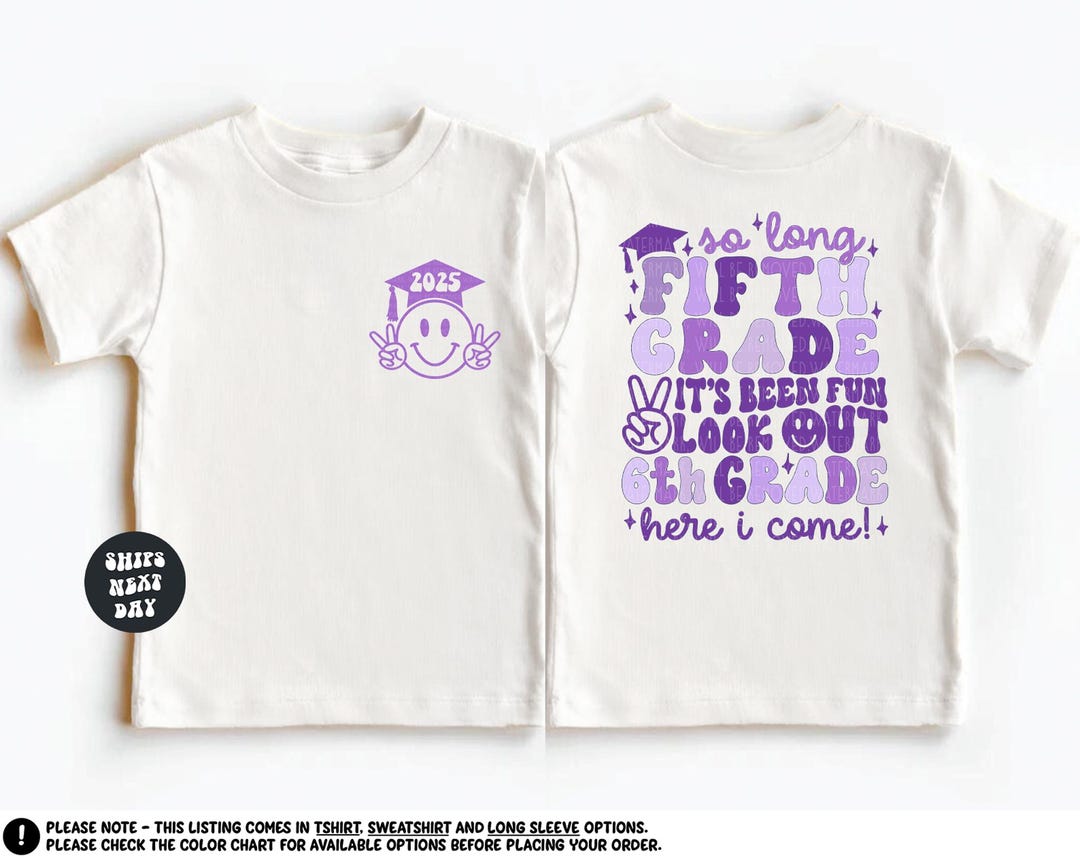 5TH GRADE Graduation Shirt Last Day of School Tee Kids T-shirt Fifth ...