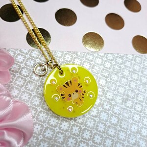 Chain Pendant Tiger Yellow Chain With Pendant Cat Cast Resin - Etsy